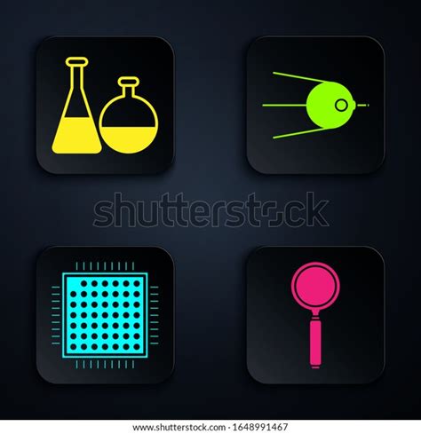 Set Magnifying Glass Test Tube Flask Stock Vector Royalty Free 1648991467 Shutterstock