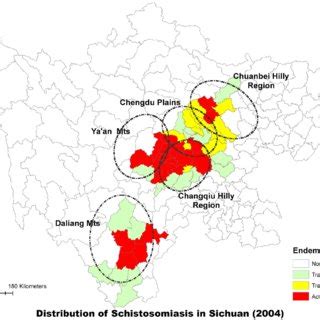 Distribution Of Schistosomiasis In Sichuan Province In 2004 Download