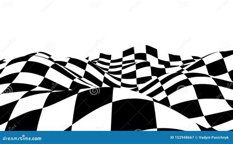 Optical Illusion Wave Chess Waves Board Abstract 3d Black And White Illusions Stock