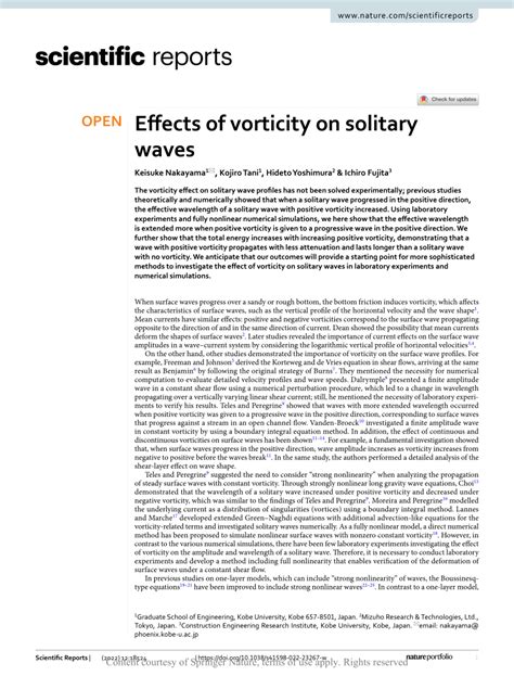 Pdf Effects Of Vorticity On Solitary Waves