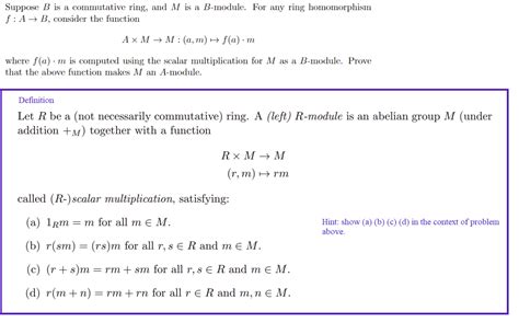 solved suppose b is a commutative ring and m is a b module