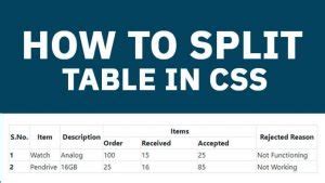 How To Split The Table In Css Stackfindover