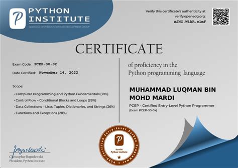 Muhammad Luqman Mohd Mardi On Linkedin Python Pcep Learning