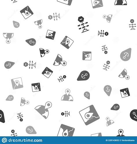 Set Road Barrier Folded Map With Location Marker Location Anchor And