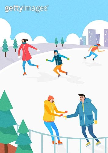 겨울 레저활동 주제 휴가 겨울방학 눈 얼어있는물 스케이팅 스포츠 아이스링크 스포츠장소 이미지 Jv11189769 게티이미지뱅크