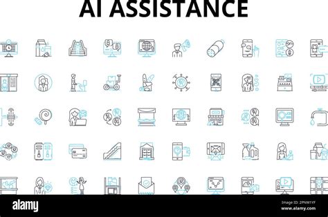 Ai Assistance Linear Icons Set Intelligent Automated Responsive