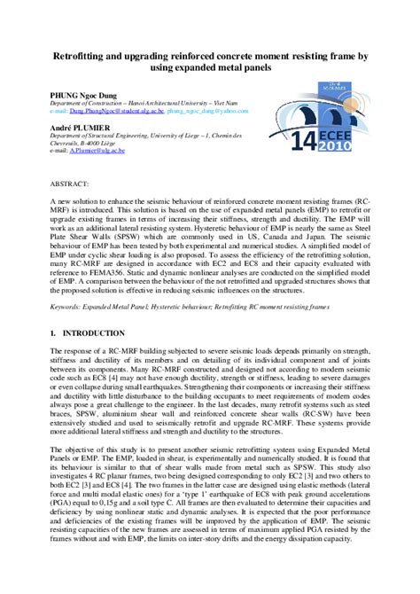 Pdf Retrofitting And Upgrading Reinforced Concrete Moment Resisting Frame By Using Emp