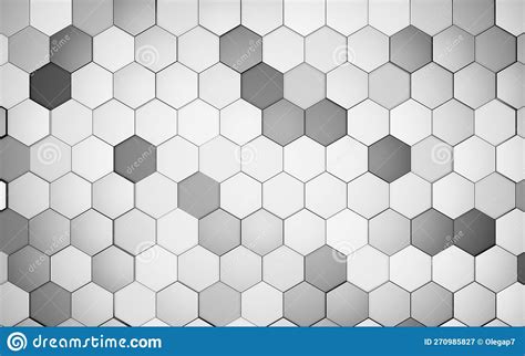 Abstract Technological Black And White Hexagonal Background 3d Render Wall Background Texture