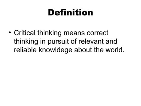 Critical Thinking Lesson Powerpoint Presentation Pptx