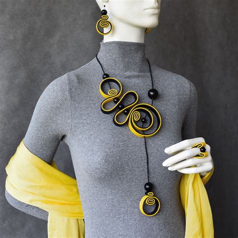 Yellow Bib Necklace Etsy