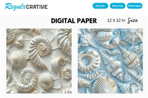 Seamless Pattern Seashell Digital Paper Graphic By Regulrcrative · Creative Fabrica