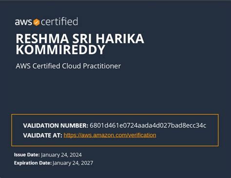 Reshma Sri Harika Kommireddy On Linkedin Awscertification Cloudpractitioner Aws
