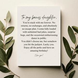 Bonus Daughter Birthday Card Heartfelt Stepdaughter T Digital