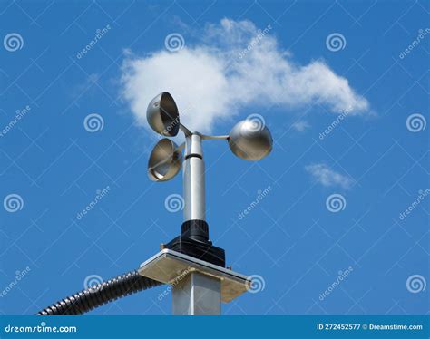 Anemometer Wind Speed Indicator Measuring Device Under Blue Sky And