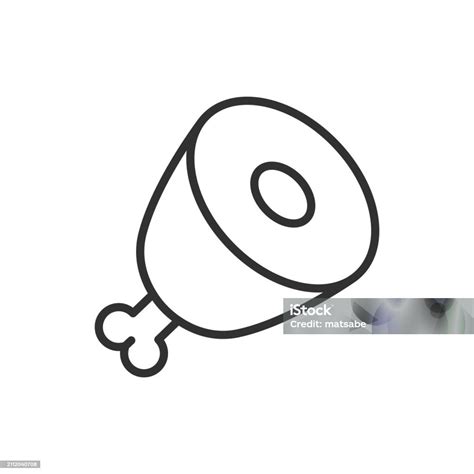 햄 뼈에 고기 선형 아이콘입니다 편집 가능한 획이 있는 선 고기에 대한 스톡 벡터 아트 및 기타 이미지 고기 굽기 날것