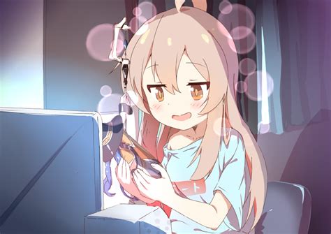 Safebooru 1girl D Absurdres Ahoge Bare Arms Blonde Hair Blue Hair