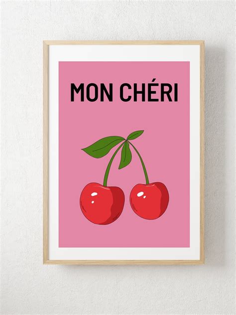 Cherry Poster Mon Cheri Trendy Retro Poster Dorm Room Prints Apartment Decor Etsy