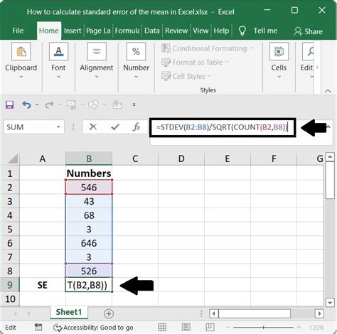 Excel 如何计算平均值的标准误差 极客教程