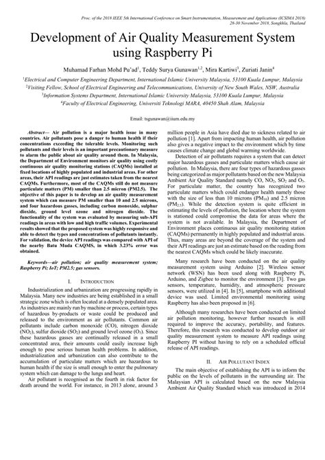 Pdf Development Of Air Quality Measurement System Using Raspberry Pi