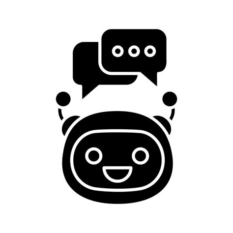 Chatbot With Speech Bubbles Glyph Icon Silhouette Symbol Modern Robot Talkbot Typing Answer