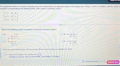 [solved] the augmented matrix of a system of equations has