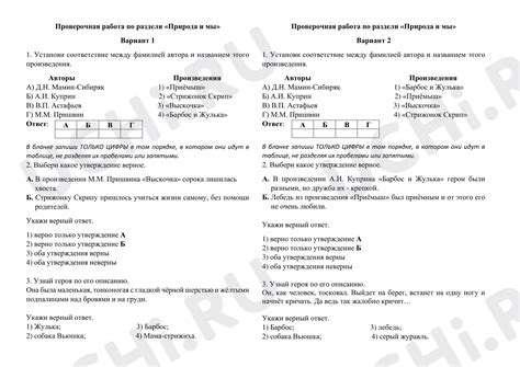 🖍 Проверочная работа №12 по теме “Проверочная работа по литературному чтению Раздел Природа и