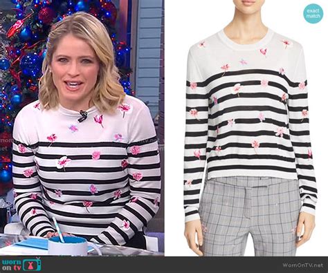 Wornontv Saras White Striped Floral Sweater On Gma Day Sara Haines
