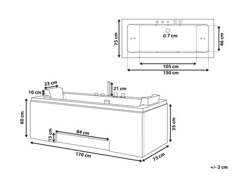 Wanna Led Z Hydromasażem 170 X 75 Cm Biała Galley Belianipl