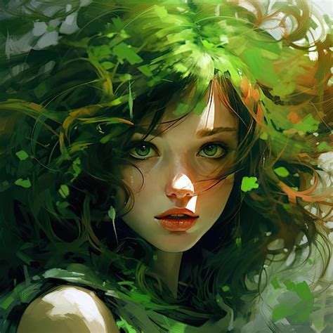 Premium Ai Image A Girl With Green Hair And A Green Hair