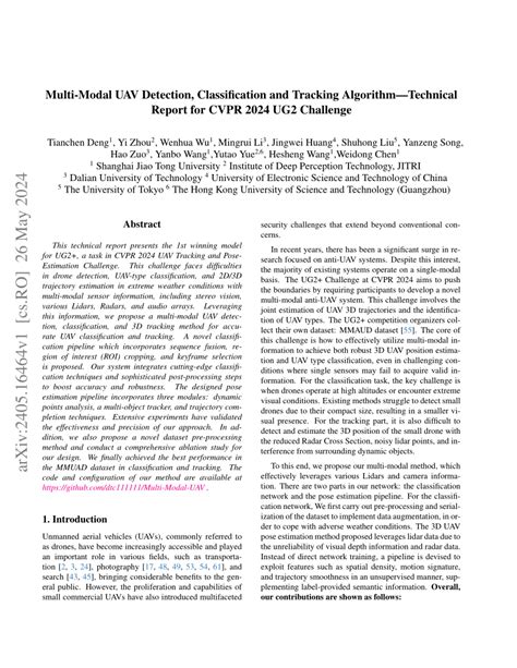 Pdf Multi Modal Uav Detection Classification And Tracking Algorithm