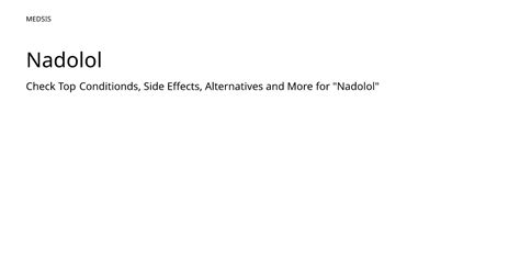 Nadolol Meds Is