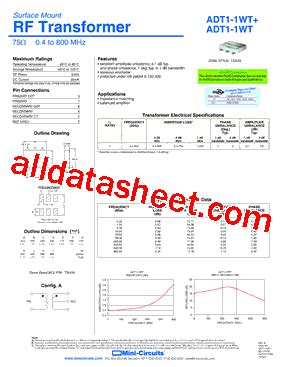 ADT1 1WT Datasheet PDF Mini Circuits