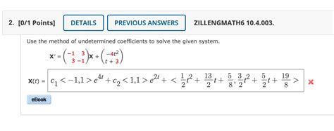 solved 1 points] zillengmath6 10 4 003 use the method of