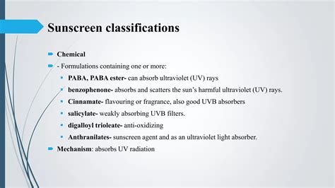 Sunscreen Classifications Sun Protection Factorspf Regulatory Aspects Pptx