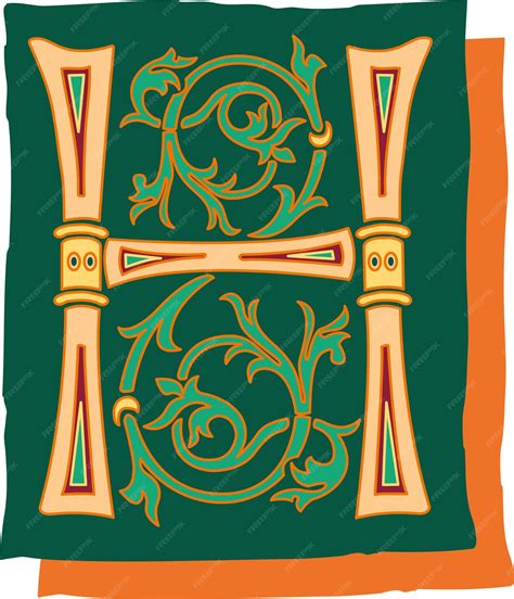 꽃 분기 알파벳 문자 H입니다 식물 르네상스 편지 팬시 모노그램 이니셜 프리미엄 벡터