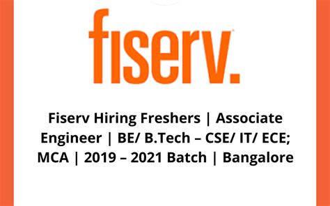 Fiserv Hiring Freshers Associate Engineer Be Btech Cse It Ece Mca 2019 2021 Batch