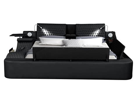 Bedroom Beds Zoya Smart Multifunctional Queen Size Bed In Black At