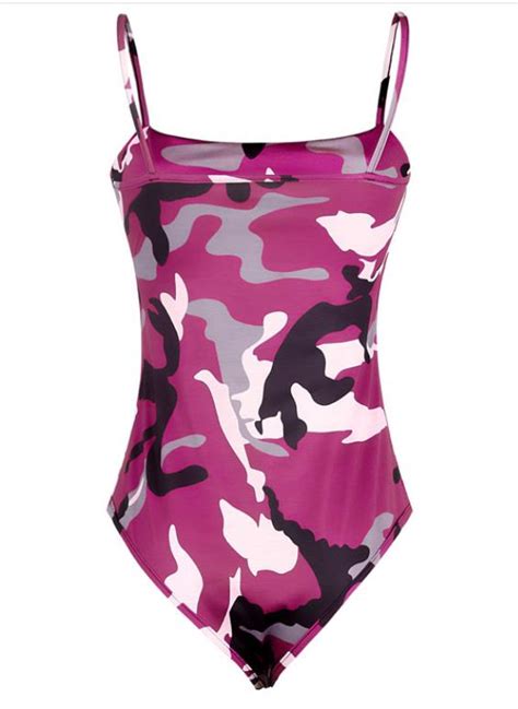 Rose Slim Sling Camouflage One Piece Swimsuit