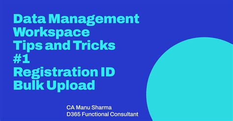 D365 Data Management 1 Vendor Customer Master Tax Registration Ids