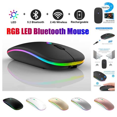 Wireless Mouse Bluetooth Rgb Rechargeable Mouse Wireless Computer Silent Mause Led Backlit