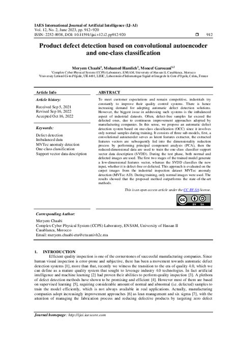 pdf product defect detection based on convolutional autoencoder and