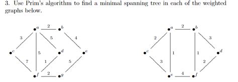 solved 3 use prim s algorithm to find a minimal spanning