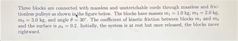 three blocks are connected with massless and