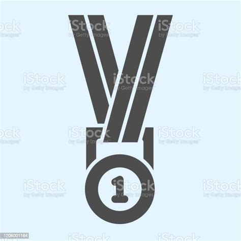메달 솔리드 아이콘입니다 중앙에 1 위를 차지한 목걸이 상 스포츠 벡터 디자인 개념 흰색 배경에 문말 스타일의 그림 웹 및 응용 프로그램에 사용 Eps 10 10에 대한