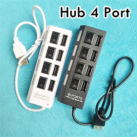USB Hub Saklar 4 Port On Off High Speed Sambungan USB Extension 4 Port Switch LED USB