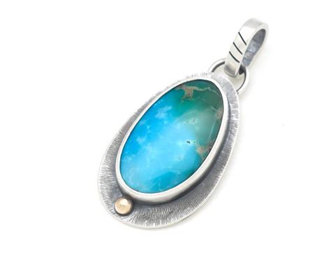Kingman Hardy Pit Turquoise 18k Gold Pendant Handmade Sterling Silver