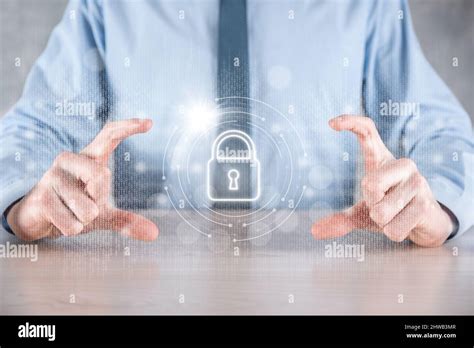 Cyber Security Network Padlock Icon And Internet Technology Networking Businessman Protecting