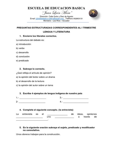 Preguntas Estructuradas Correspondientes Al I Trimestre Lic Elena