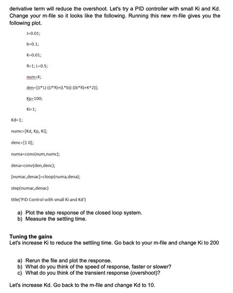 Solved Experiment 4 Control Of Dc Motor Pid Design Method
